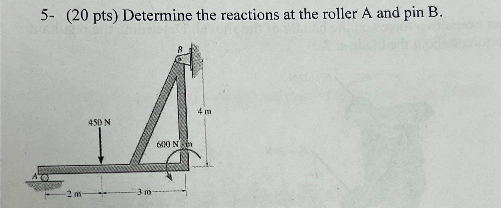 Solved 5- ( 20 pts) Determine the reactions at the roller | Chegg.com Solved 5- ( 20 pts) Determine the reactions at the roller | Chegg.com