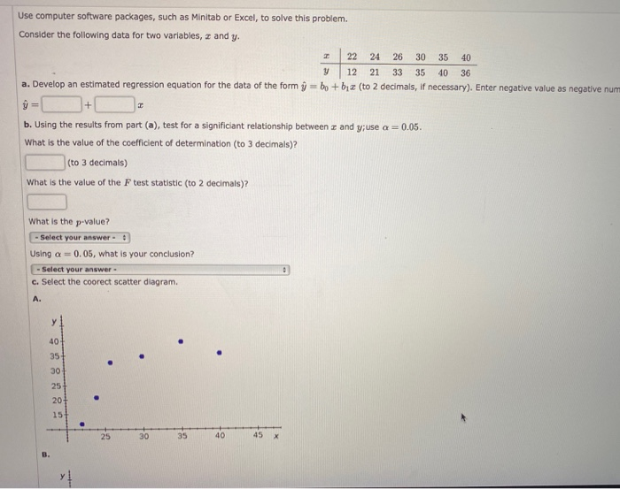 Solved 24 26 21 33 y Use computer software packages, such as | Chegg.com