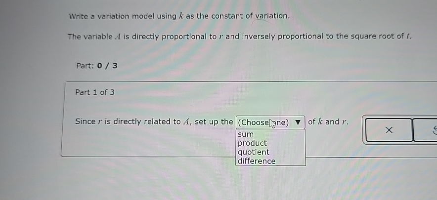 Solved Write a variation model using k ﻿as the constant of | Chegg.com