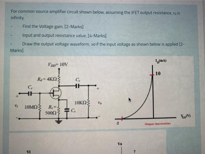 Solved For common source amplifier circuit shown below, | Chegg.com