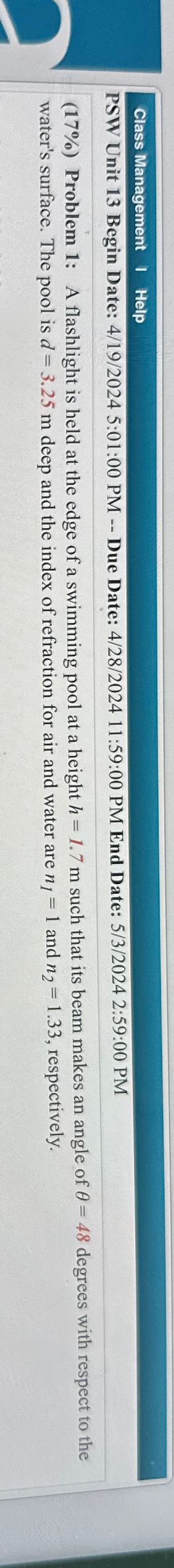 Solved Class Management I HelpPSW Unit 13 ﻿Begin Date: | Chegg.com