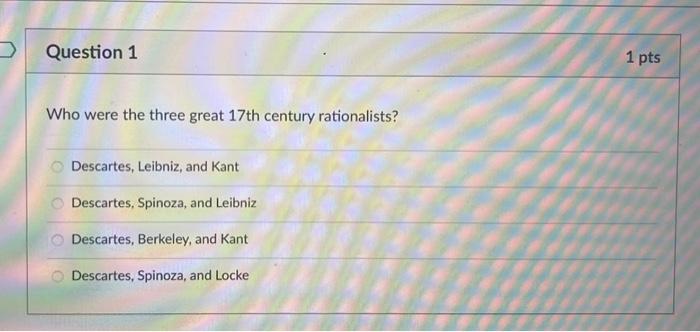 Question 1 1 pts Who were the three great 17th | Chegg.com