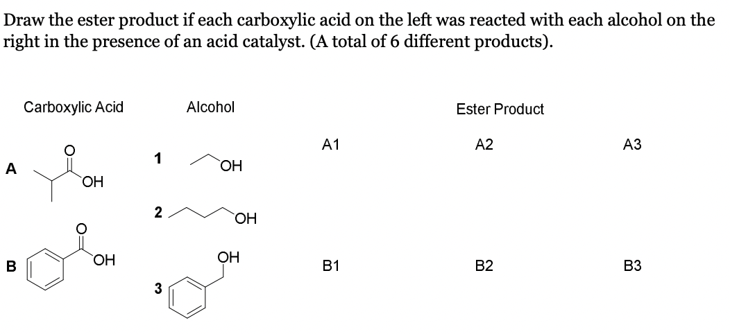 Solved Draw the ester product if each carboxylic acid on the | Chegg.com