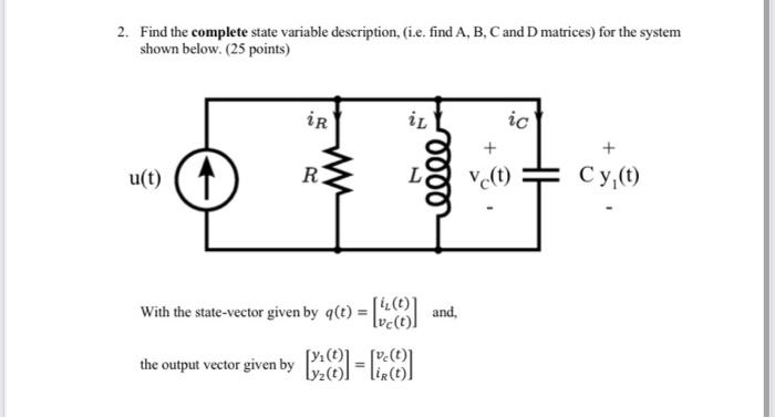 Solved 2. Find the complete state variable description, | Chegg.com