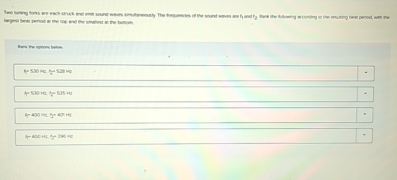 Solved Two tuning forks are each struck and emit sound waves | Chegg.com