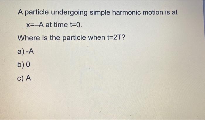 Solved A particle undergoing simple harmonic motion is at | Chegg.com