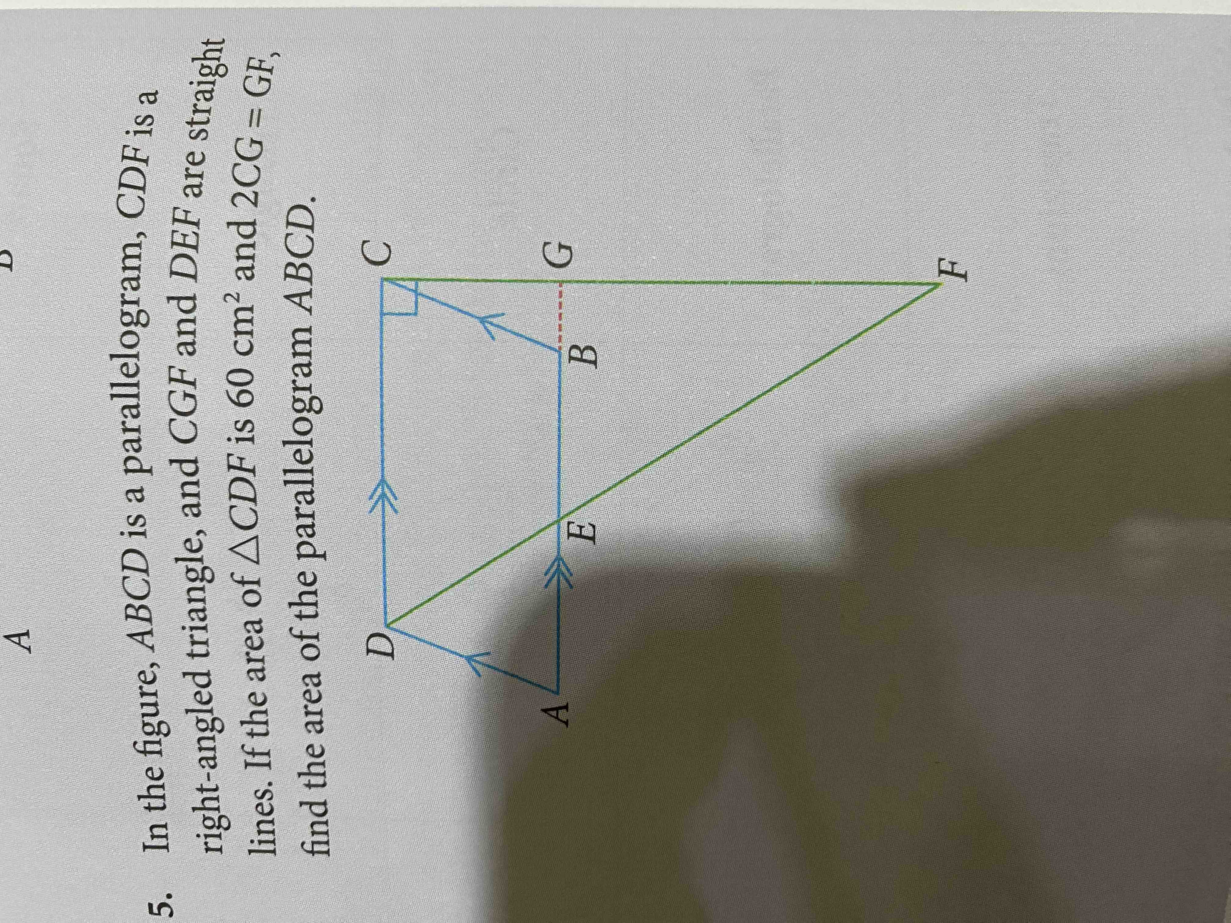 Solved In the figure, ABCD is a parallelogram, CDF ﻿is | Chegg.com