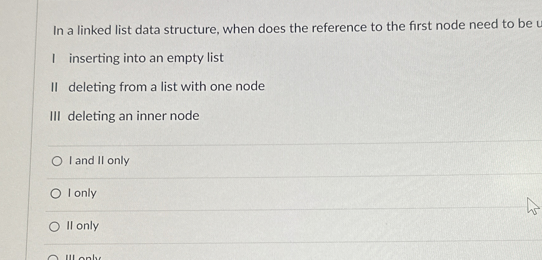 Solved In a linked list data structure, when does the | Chegg.com