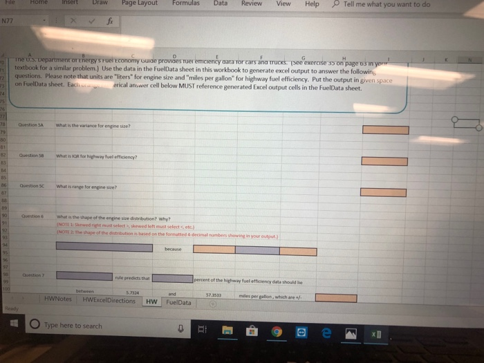 Solved Homework 1 (1) - Excel File Home Insert Draw Page | Chegg.com