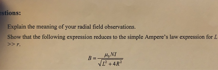 Solved stions: Explain the meaning of your radial field | Chegg.com