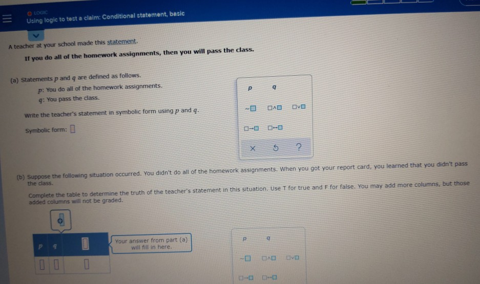 Solved OLOGIC Using logic to test e claim: Conditional | Chegg.com