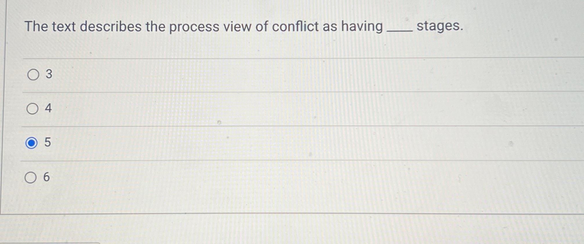 Solved The text describes the process view of conflict as | Chegg.com