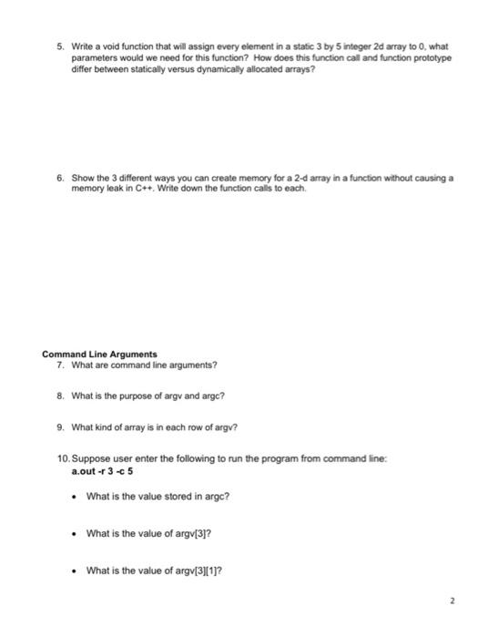 Solved Multi Dimensional Array 1 Define These Terms A 