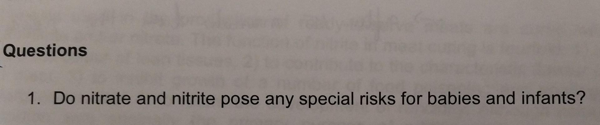 Solved Questions 1. Do nitrate and nitrite pose any special | Chegg.com