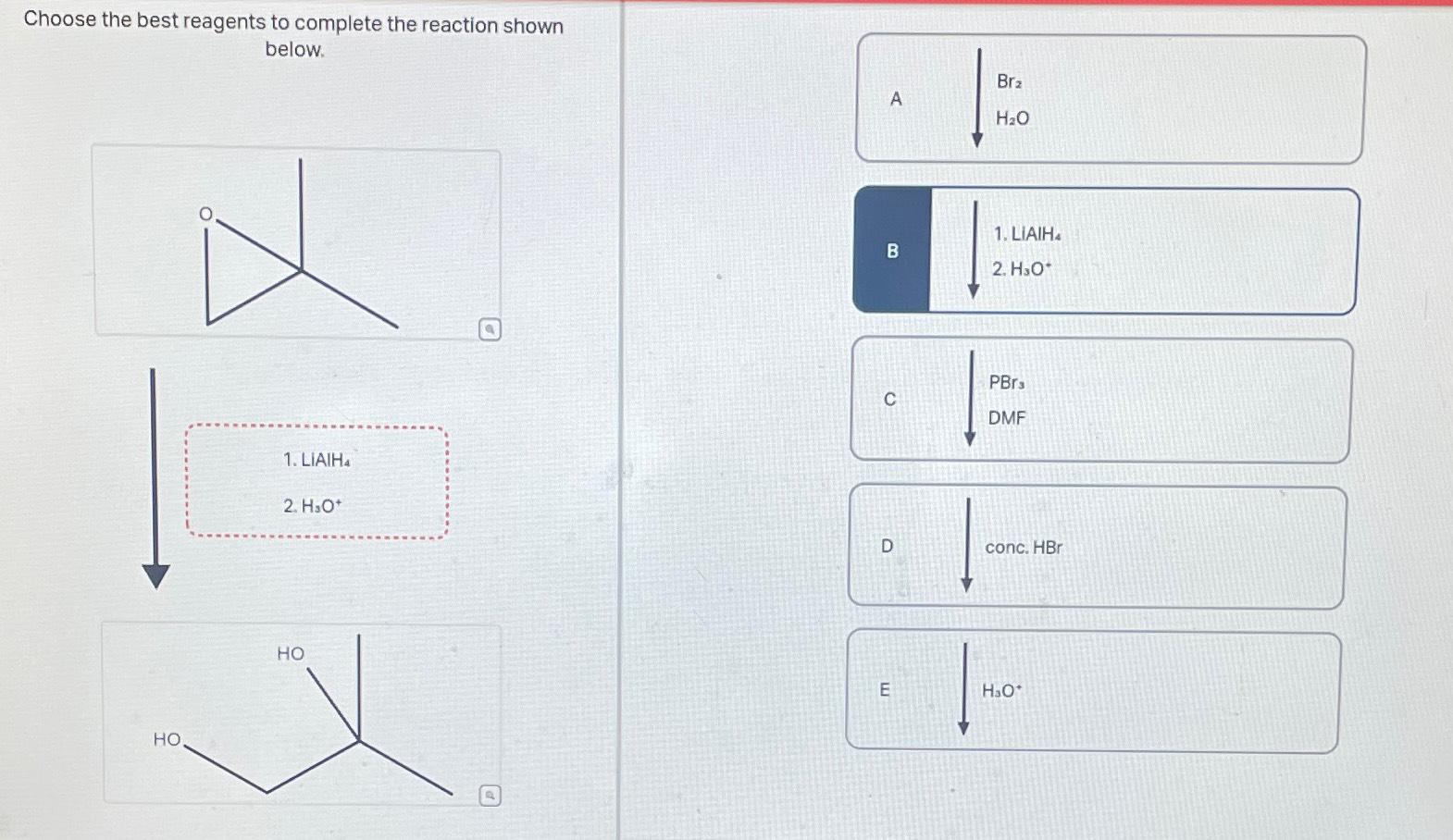 Solved Choose the best reagents to complete the reaction | Chegg.com