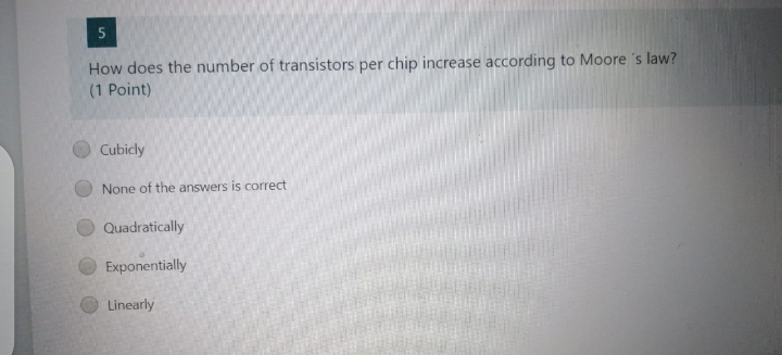 Solved 5 How does the number of transistors per chip | Chegg.com