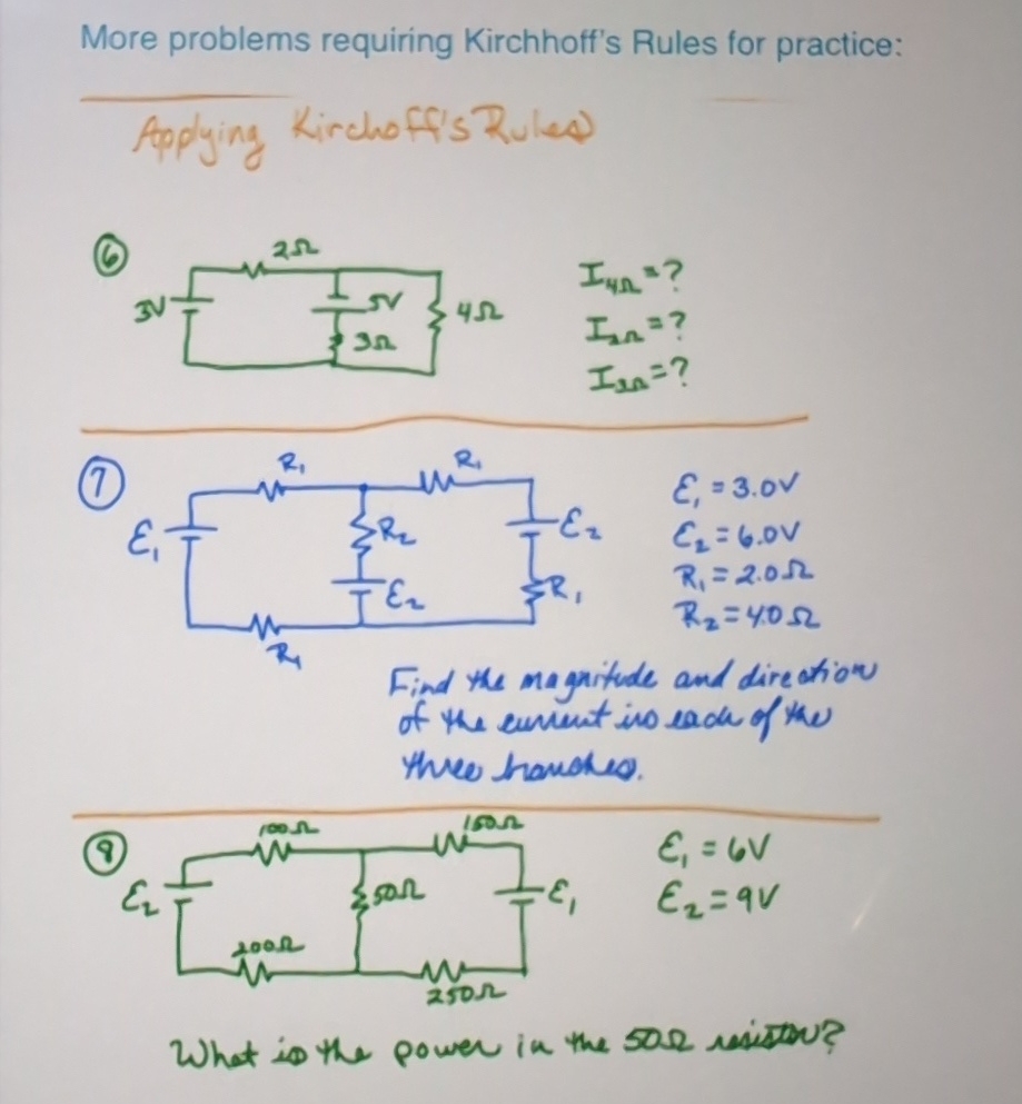 Solved More problems requiring Kirchhoff's Rules for | Chegg.com