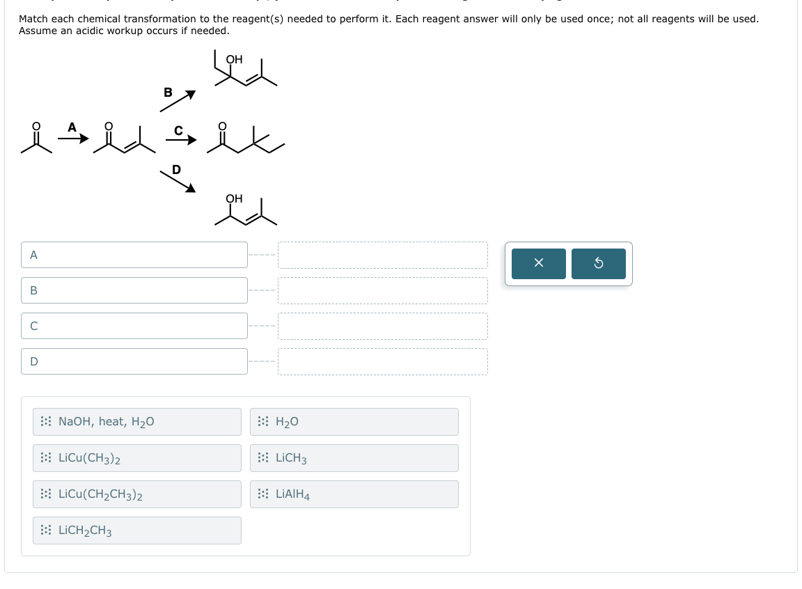 Solved Match each chemical transformation to the reagent(s) | Chegg.com