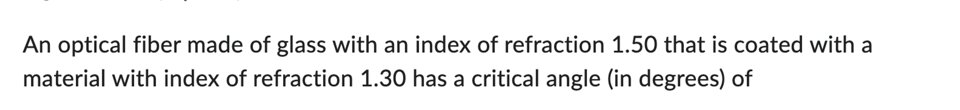 Solved An optical fiber made of glass with an index of | Chegg.com