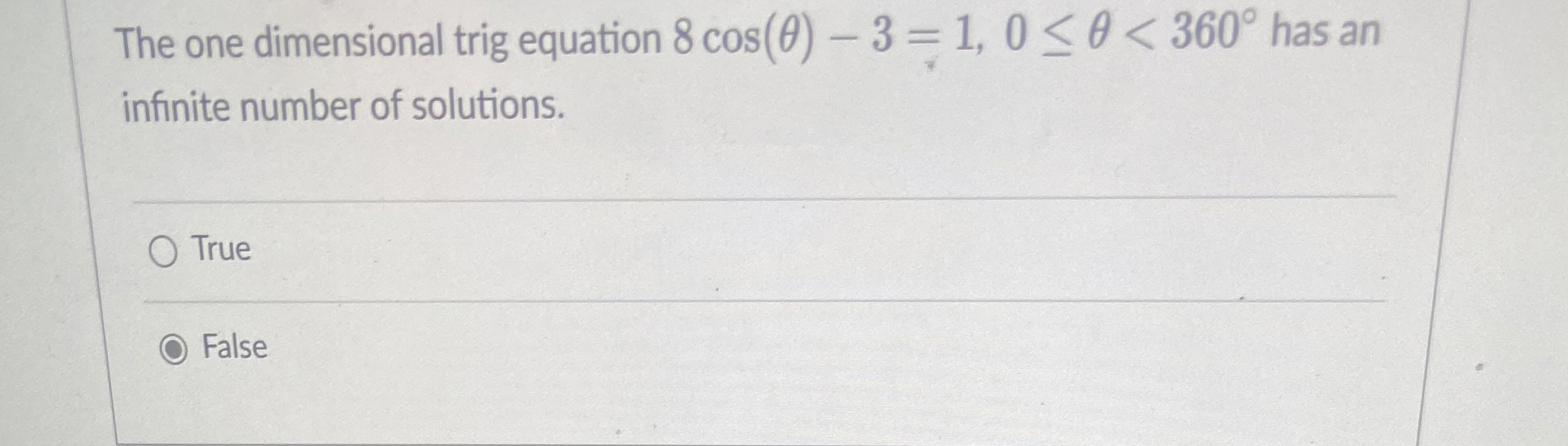 The one dimensional trig equation | Chegg.com