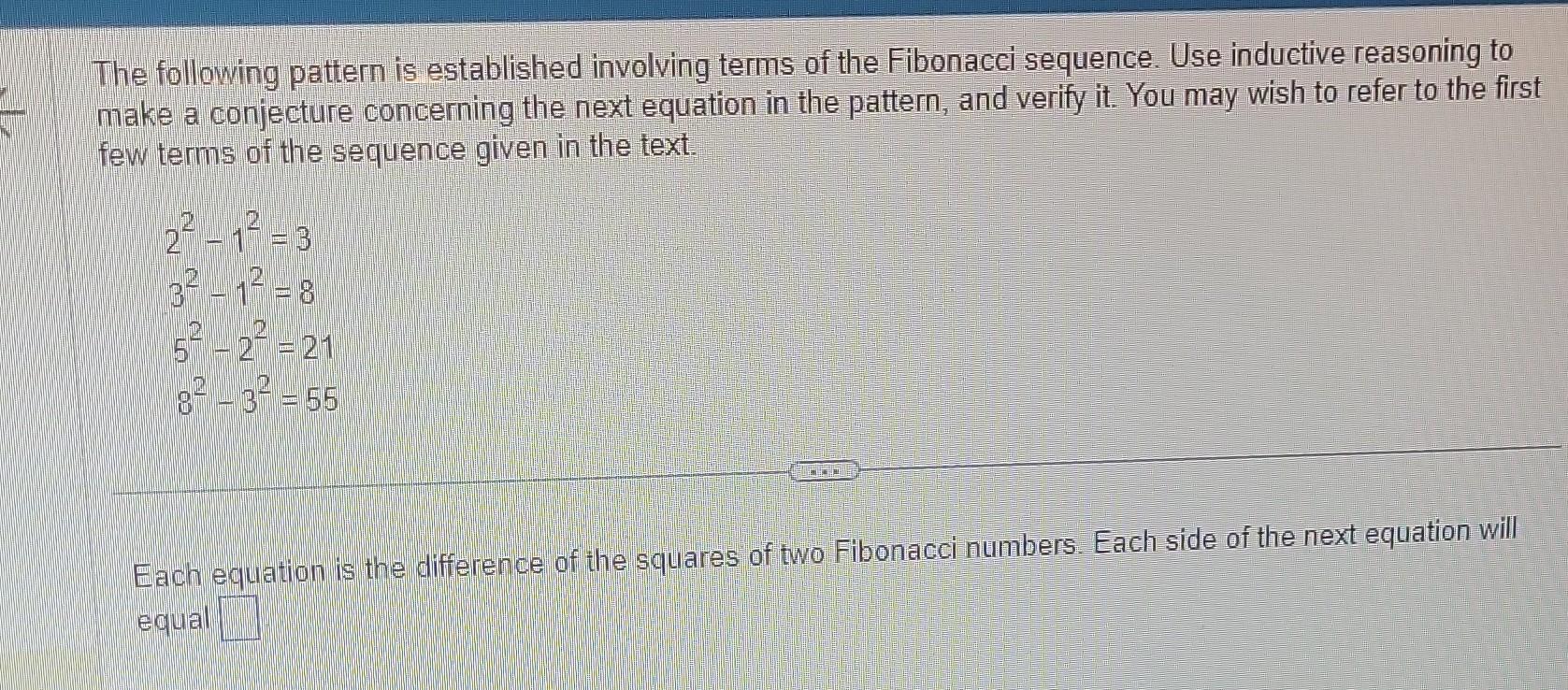 Solved The following pattern is established involving terms | Chegg.com