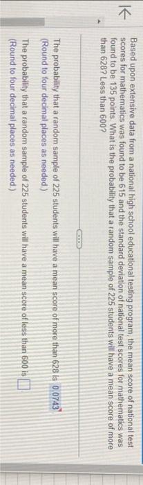 Solved Based upon extensive data from a national high school | Chegg.com