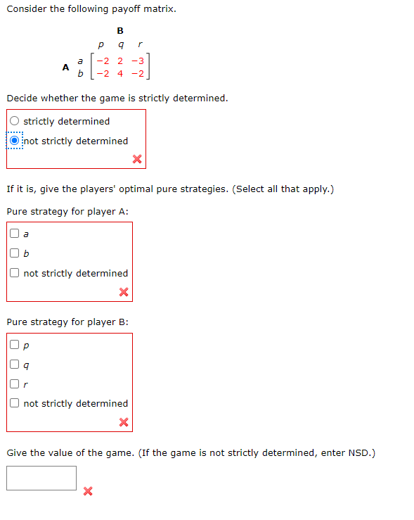 Solved Consider the following payoff matrix.B p q rA | Chegg.com