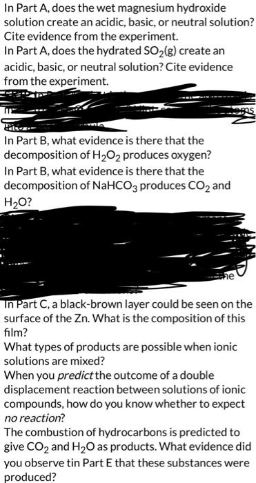 Solved In Part A, does the wet magnesium hydroxide solution | Chegg.com