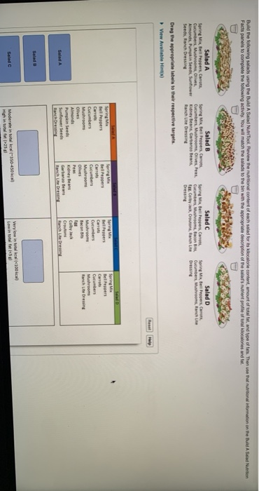 Build the following salads using the Build A Salad | Chegg.com