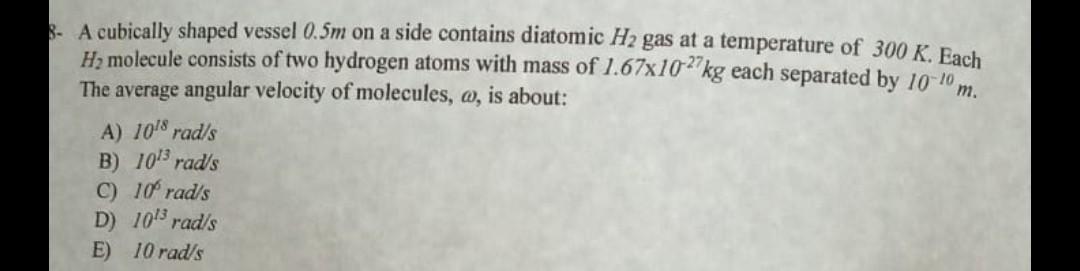Solved A cubically shaped vessel 0.5 m on a side contains | Chegg.com