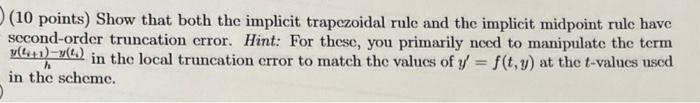 Solved Implicit trapezoid nule: | Chegg.com