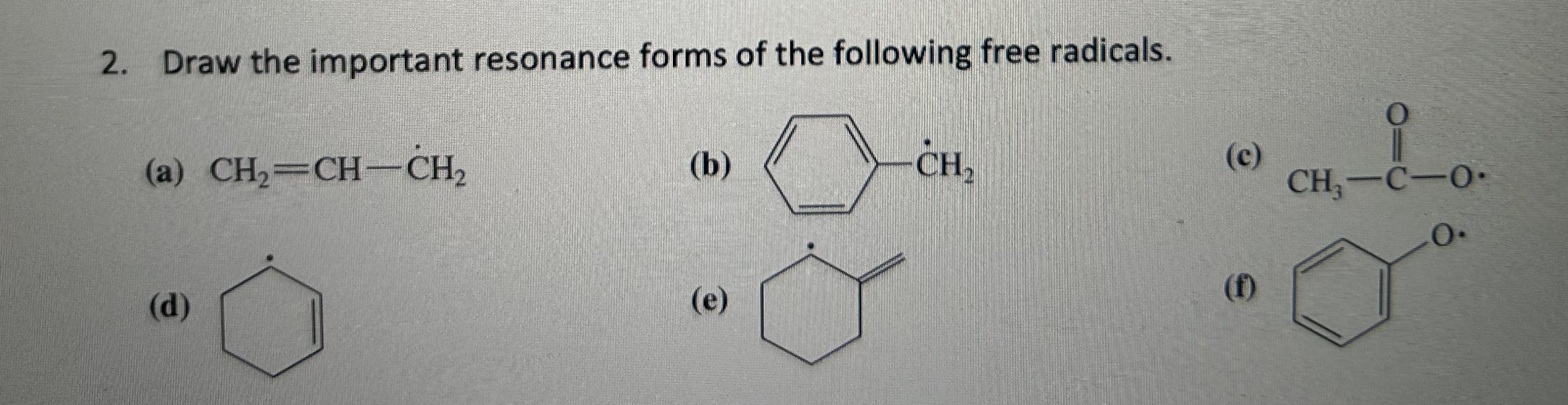 Solved Draw the important resonance forms of the following | Chegg.com