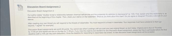 Discussion Board Assignment 2 Discussion Board | Chegg.com