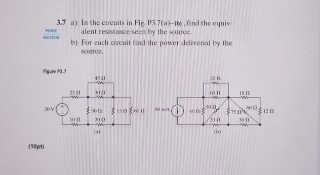 Solved 3.7 ﻿a) ﻿In the circuits in Fig. P3.7(a)-(b), ﻿find | Chegg.com