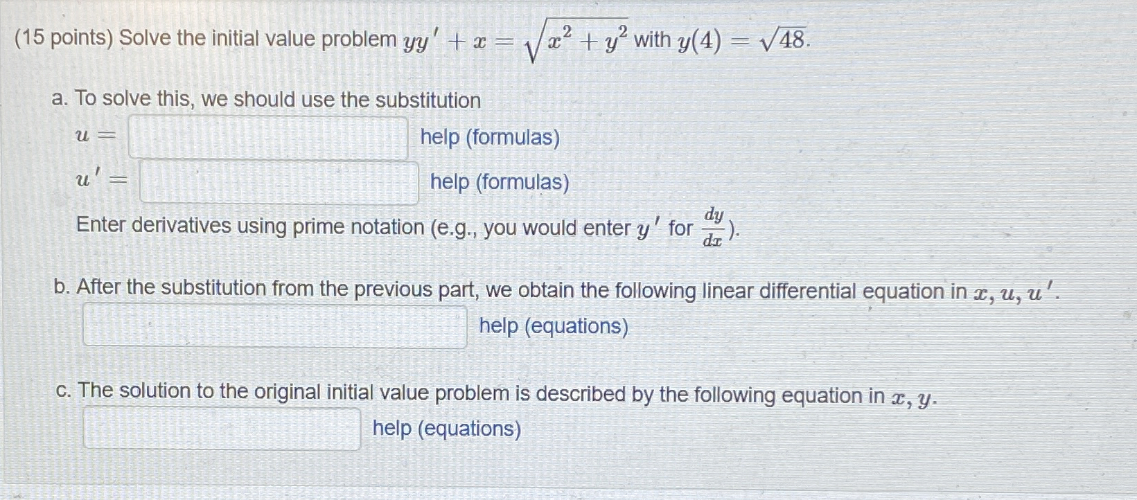 Solved (15 ﻿points) ﻿Solve the initial value problem | Chegg.com