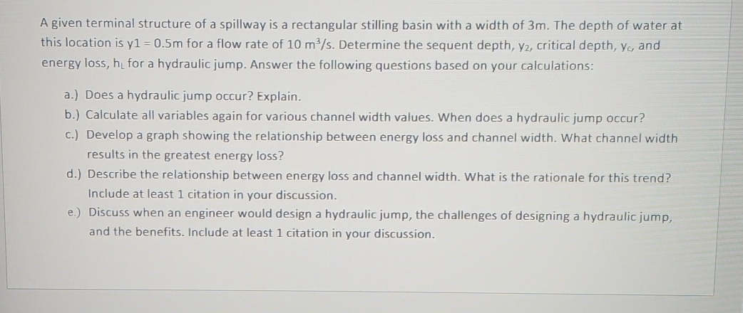 Solved A given terminal structure of a spillway is a | Chegg.com
