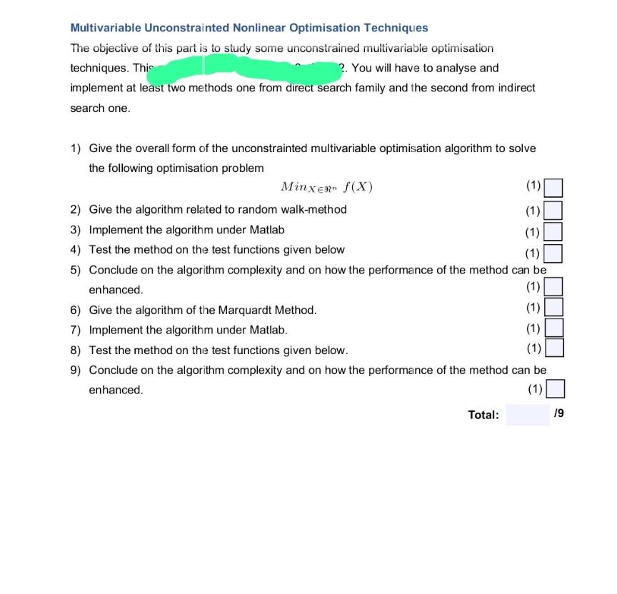 Solved Multivariable Unconstrainted Nonlinear Optimisation | Chegg.com