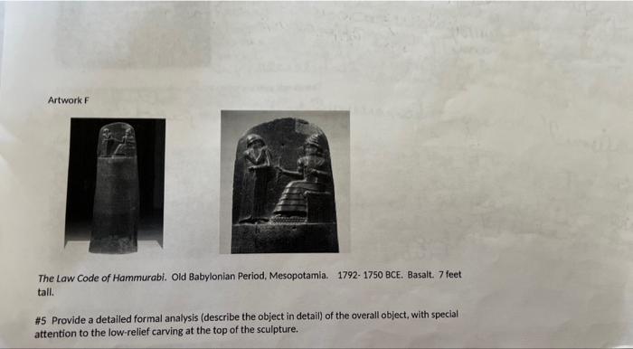 Artwork F The Law Code of Hammurabi. Old Babylonian | Chegg.com