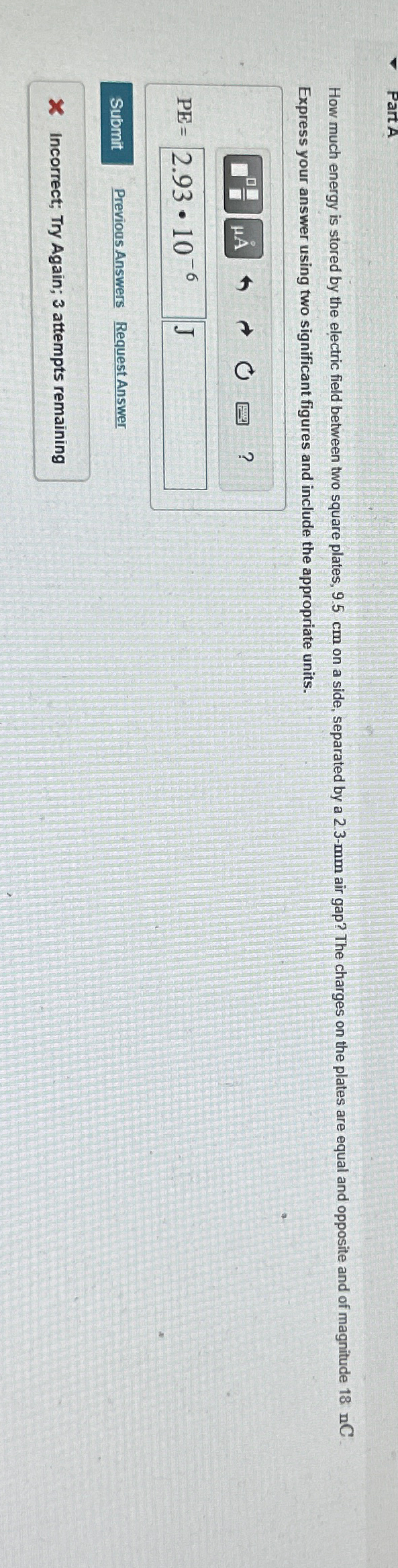 Solved How much energy is stored by the electric field | Chegg.com
