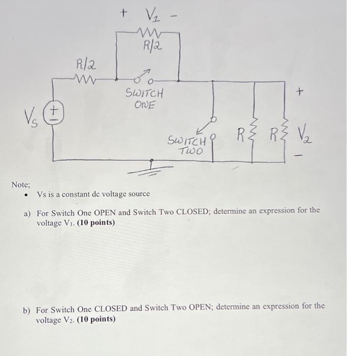 Solved - Vs is a constant dc voltage source a) For Switch | Chegg.com