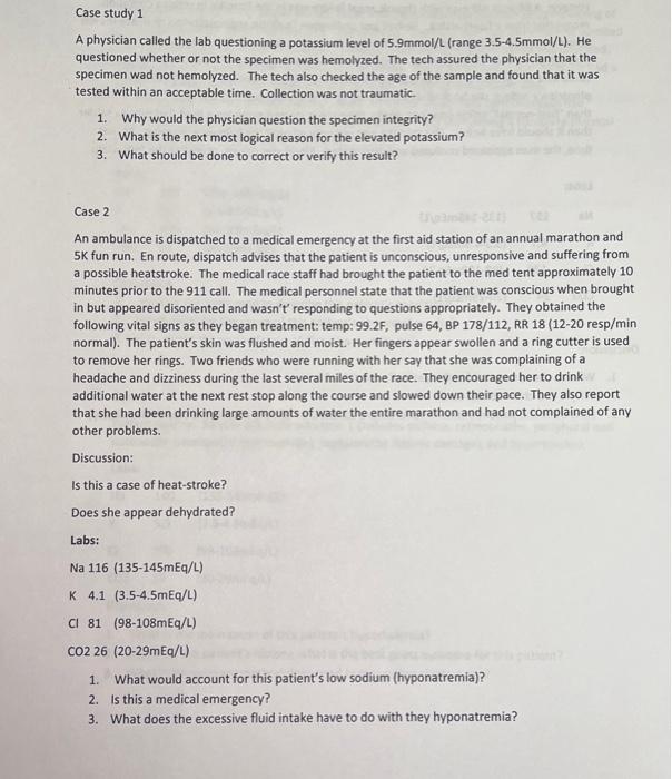 Solved Case study 1 A physician called the lab questioning a | Chegg.com