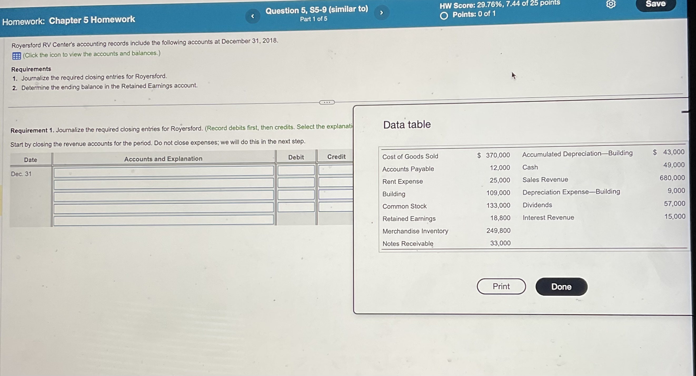 Solved RequirementsJournalize the required closing entries | Chegg.com
