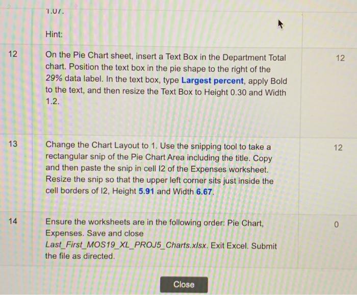 Solved Step Instructions Point Value 1 0 Start Excel. | Chegg.com