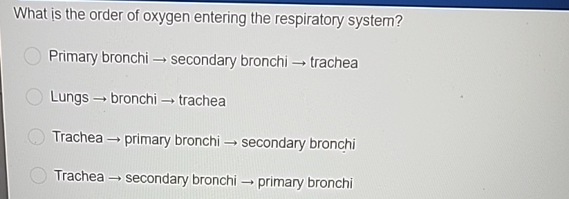 Solved What is the order of oxygen entering the respiratory | Chegg.com