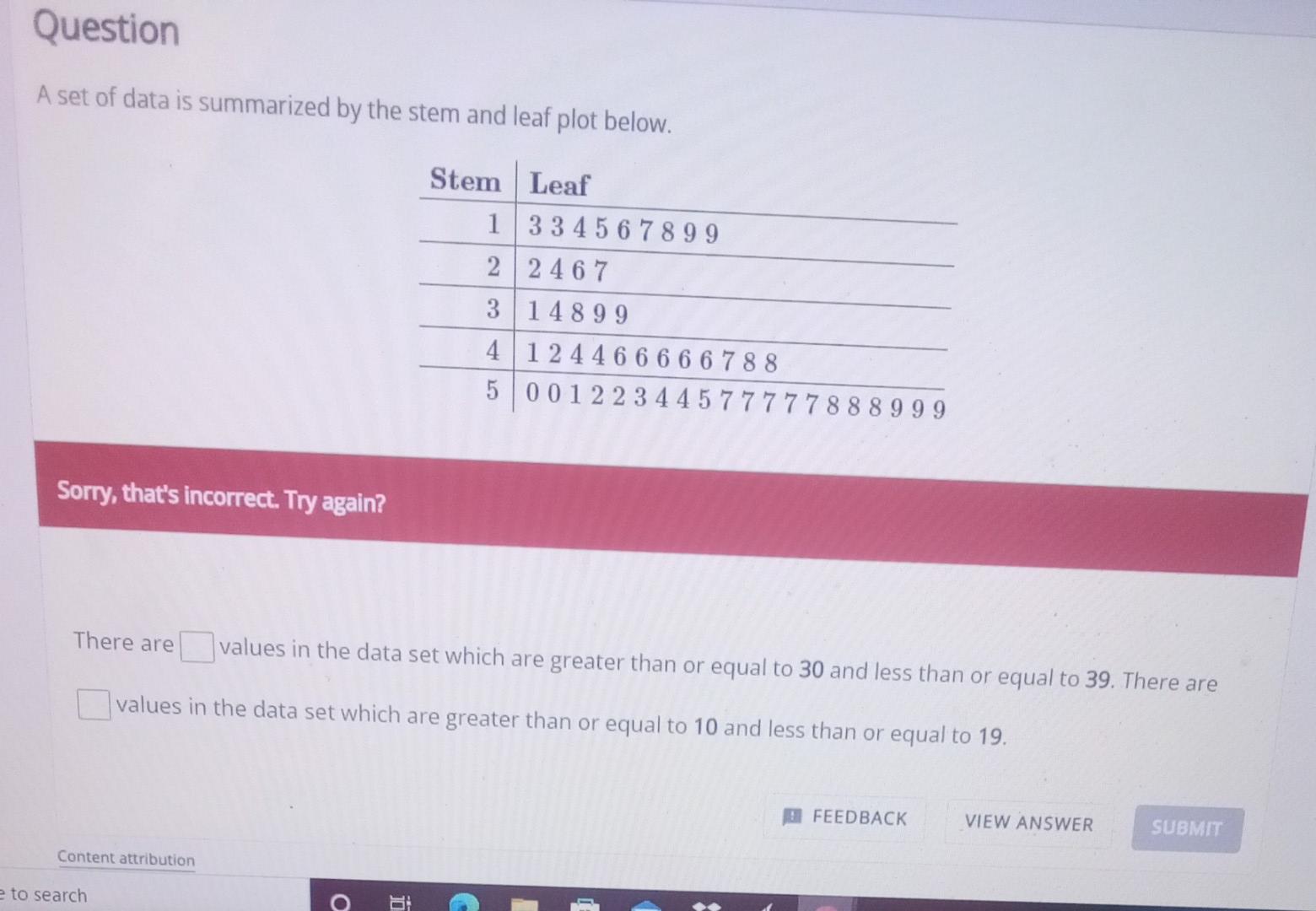 Solved Question A set of data is summarized by the stem and | Chegg.com