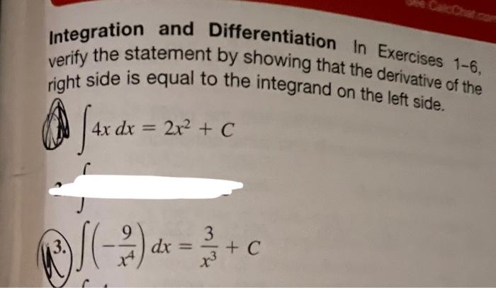 Solved Integration and Differentiation In Exercises 1-6, | Chegg.com