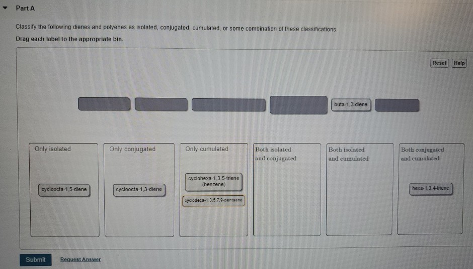 Solved Part A Classify the following dienes and polyenes as | Chegg.com