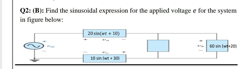 Solved Q2: (B): Find the sinusoidal expression for the | Chegg.com