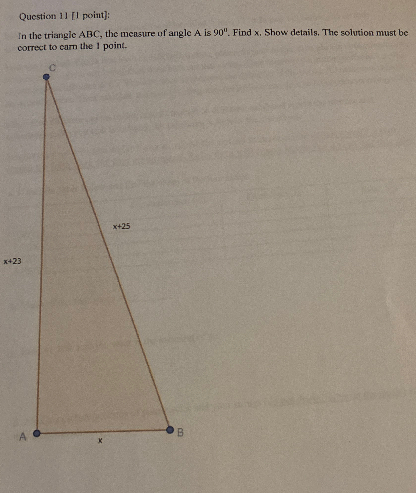Solved Question 11 [1 ﻿point]:In the triangle ABC, the | Chegg.com