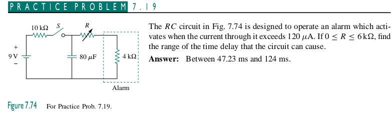 Solved PRACTICE PROBLEM 7. I 9 The RC circuit in Fig. 7.74 | Chegg.com